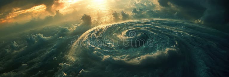 A Dramatic Hurricane Develops in the Ocean, Displaying a Swirling ...