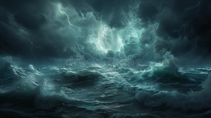 Dramatic Hyper Realistic Photo of Ocean Storm with Turbulent Waves and ...