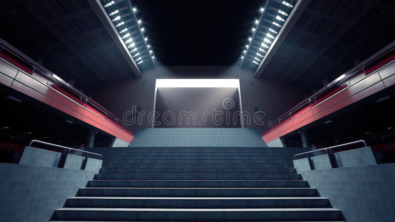 Dramatic Illuminated Rectangular Stadium Stair Channel a Contemporary ...