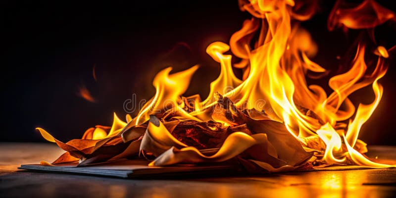 Dramatic Illuminated Shadow Text on Fiery Paper Edge a Captivating ...