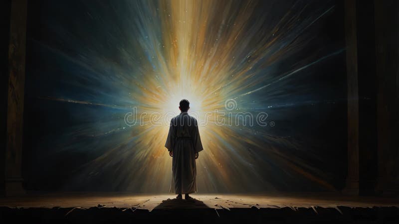 Dramatic Illumination of a Figure in Abstract Light Creates a Powerful ...