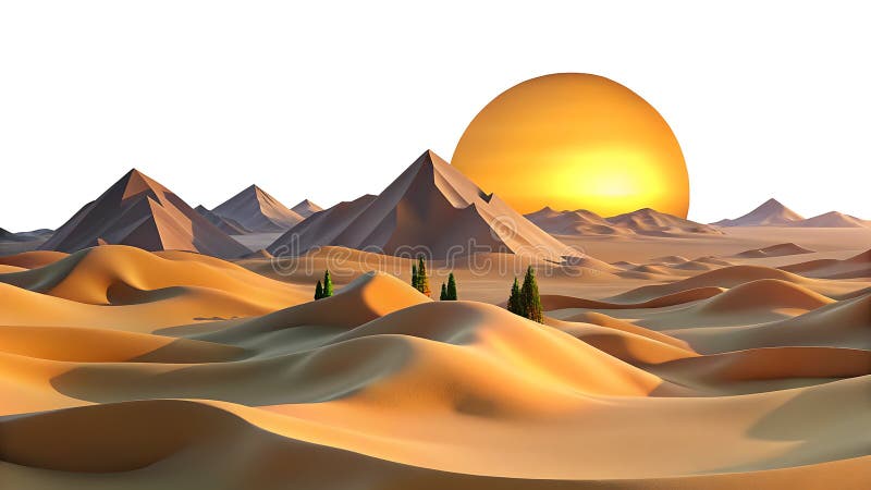 Desert Pyramids at Sunset, Ancient Historical Landscape Scene Graphic ...