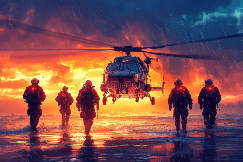 A Dramatic Illustration Depicting a Person Being Dragged in a Rescue ...