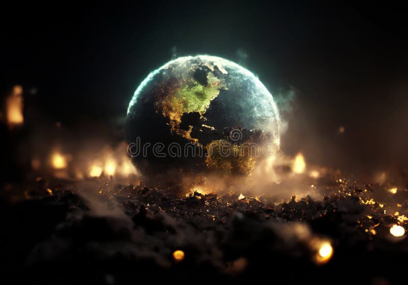 Dramatic Illustration about Destruction of Planet Earth Stock ...