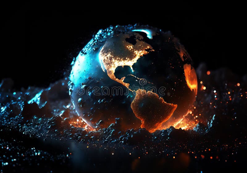 Dramatic Illustration about Destruction of Planet Earth Stock ...