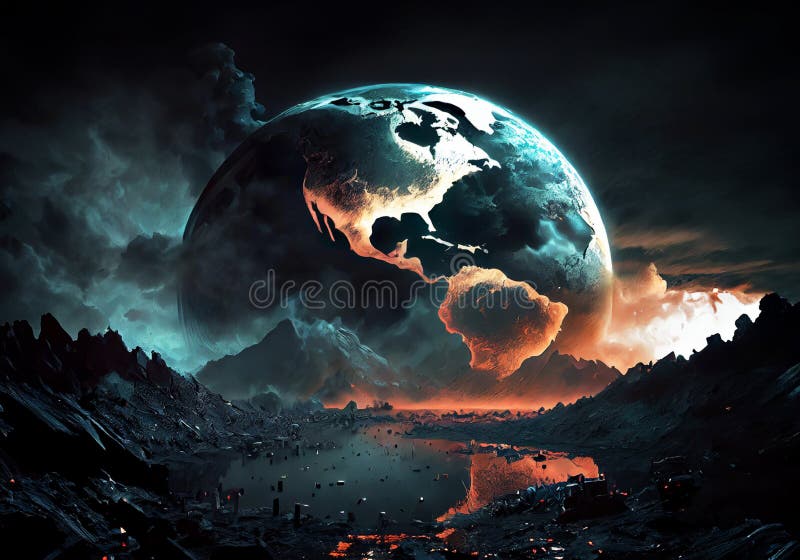 Dramatic Illustration about Destruction of Planet Earth Stock ...