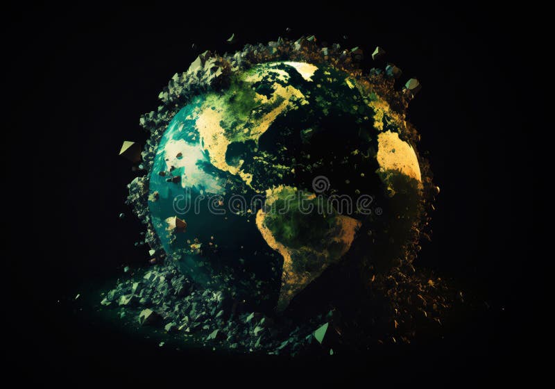 Dramatic Illustration about Destruction of Planet Earth Stock ...