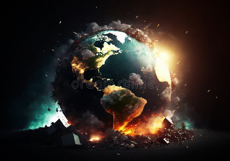 Dramatic Illustration about Destruction of Planet Earth Stock ...