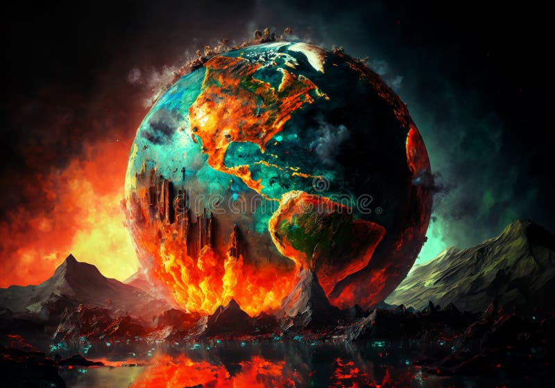Dramatic Illustration about Destruction of Planet Earth Stock ...