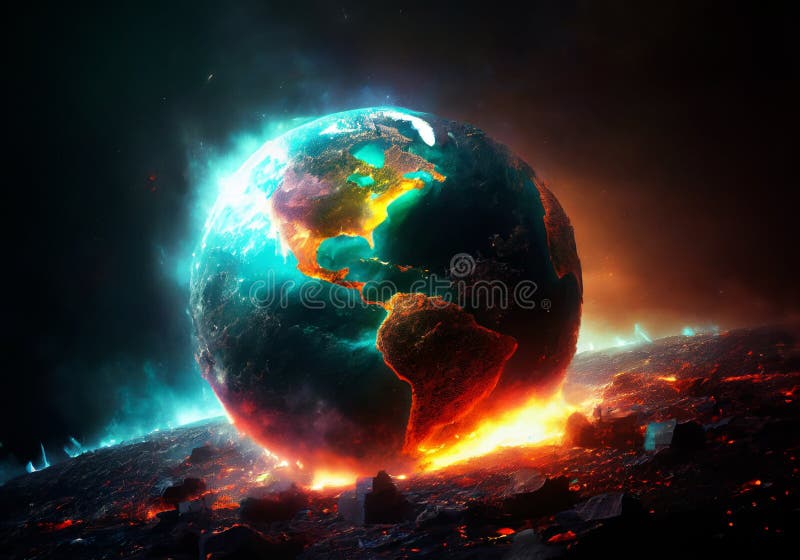 Dramatic Illustration about Destruction of Planet Earth Stock ...