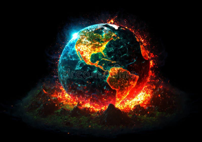 Dramatic Illustration about Destruction of Planet Earth Stock ...