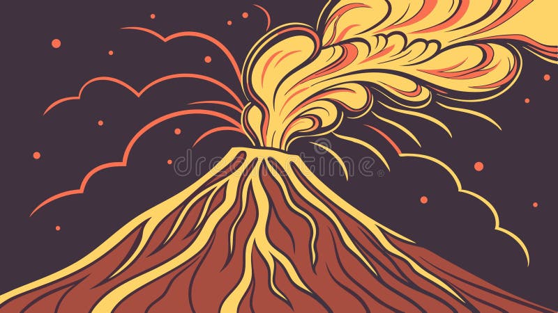 Dramatic Exploding Volcano Eruption, Natural Disaster Scene, Vector ...