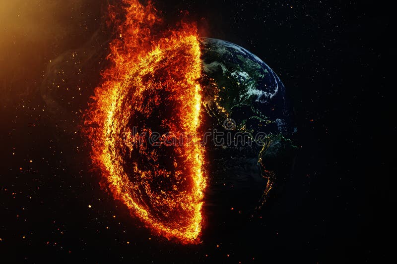 A Dramatic Illustration of Planet Earth in the Midst of Exploding Due ...