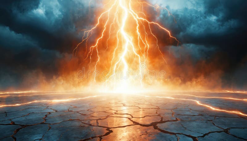 Dramatic Illustration of Powerful Energy Emanating from Cracked Surface ...