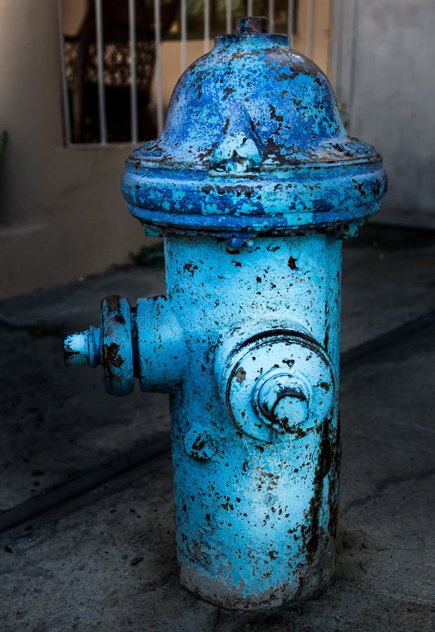 Dramatic Image of a Bright Aqua Blue Old Rusted Street Fire Hydrant ...