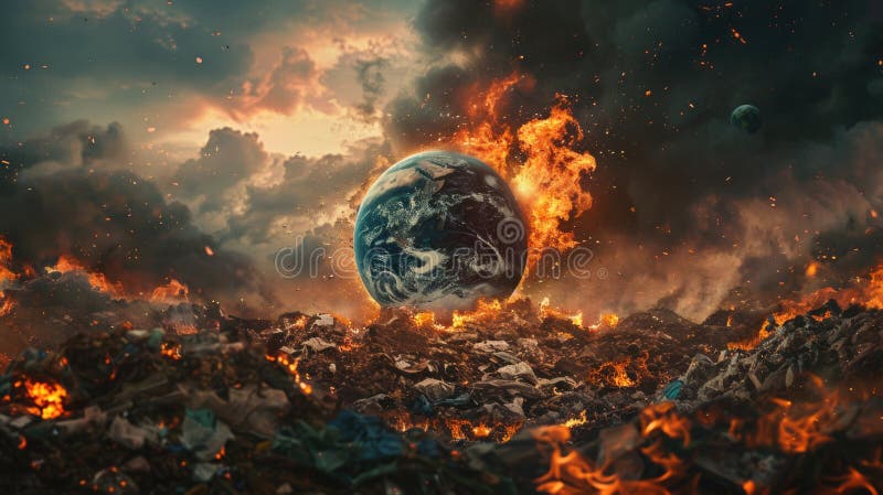 A Dramatic Image of a Burning Earth in the Sky, Suitable for ...