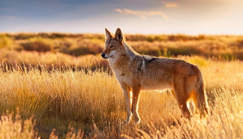Vivid Wild Coyote Prairies in High Contrast at Dusk Striking ...