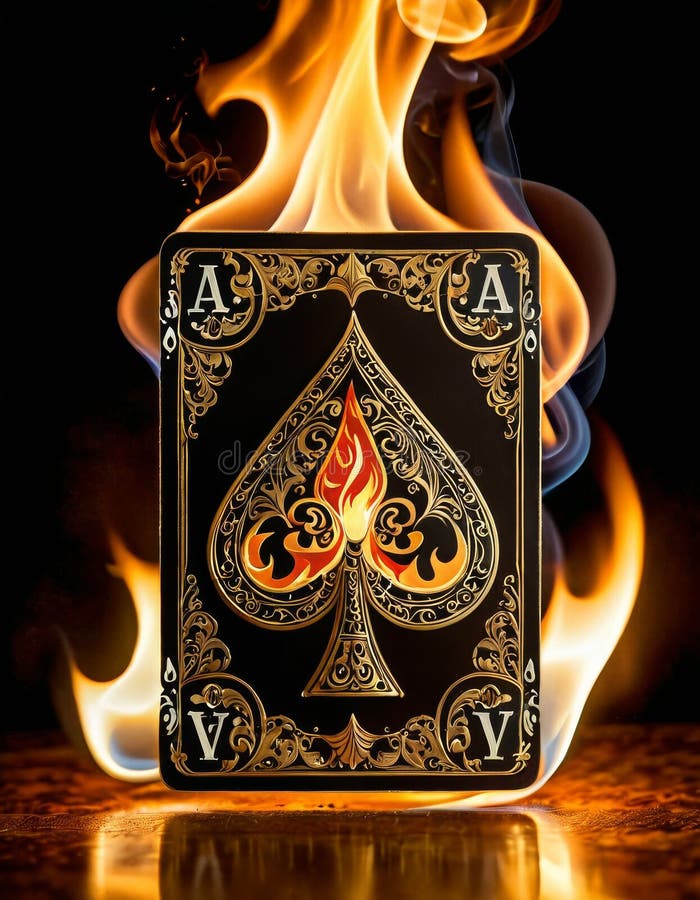 Ace of Spades Card Engulfed in Flames Stock Photo - Image of pyro ...