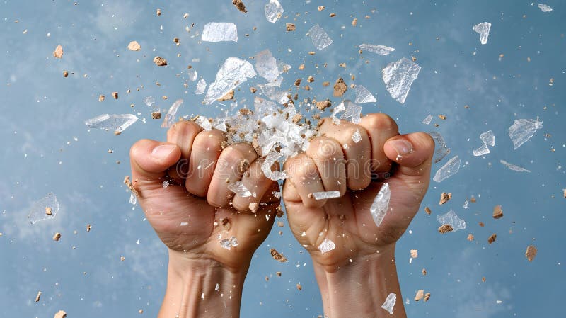 Hands Breaking Glass with Force and Energy in a Dramatic Scene Stock ...