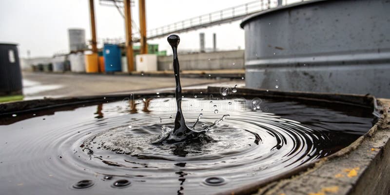 Crude Oil Splash with Ripples Stock Illustration - Illustration of ...