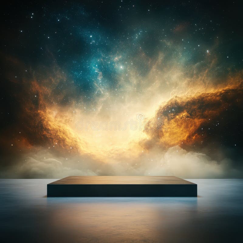 Cosmic Stage: Empty Product Display with Nebula Background. Stock ...
