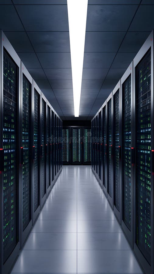 Dramatic Image of Data Center with Servers and Storage Units Stock ...