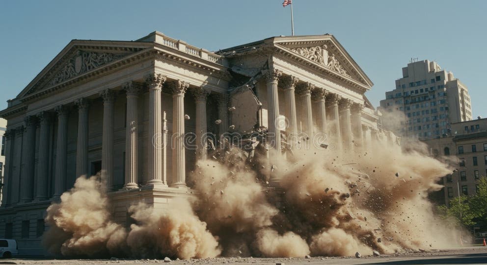 Building Demolition Scene stock illustration. Illustration of ruins ...