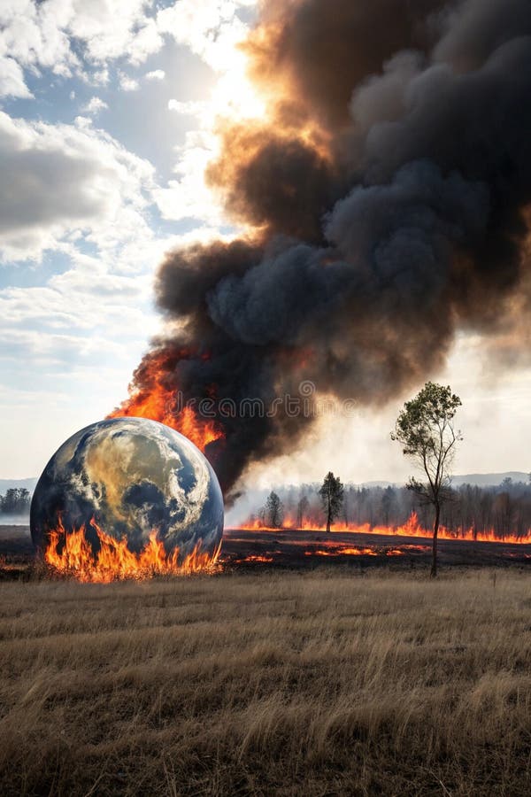 Burning World Flames Fire Destruction Stock Illustration - Illustration ...