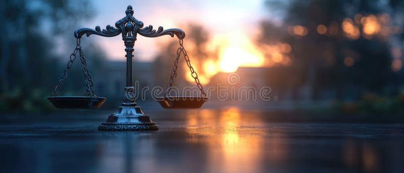 Scales of Justice at Sunset Stock Illustration - Illustration of ...