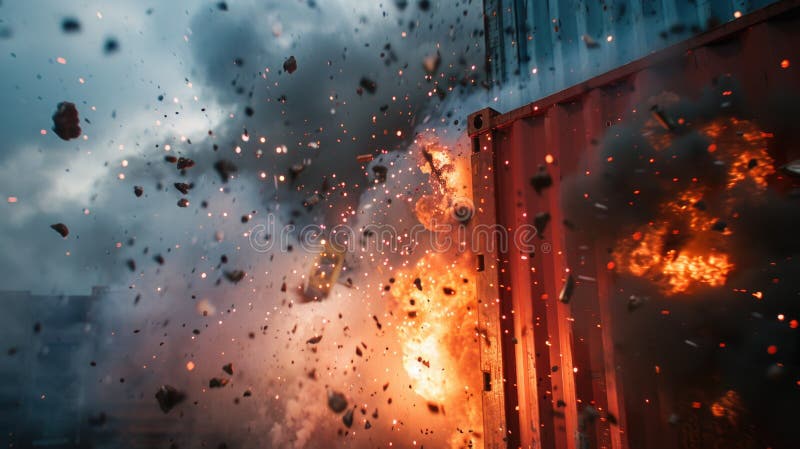 A Dramatic Image of a Fire Bursting Out of a Container, with Flames and ...