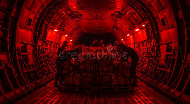 Red Cargo Plane Loading stock illustration. Illustration of shipment ...