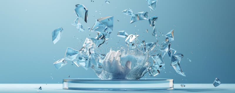 Dramatic Image of an Ice-blue Sphere Exploding on a Sleek Surface Stock ...