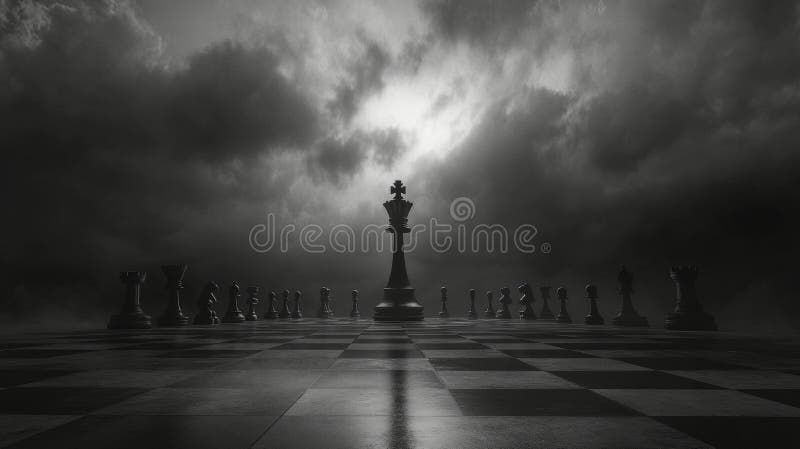 Dramatic Image of a Large-scale Chessboard with a Fallen King, Assorted ...
