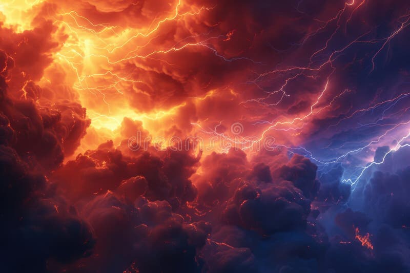 Dramatic Image of Lightning Striking through Dark Storm Clouds. Perfect ...