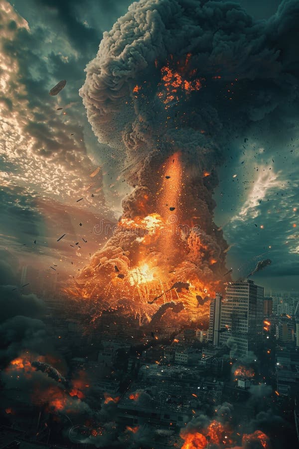 A Dramatic Image of a Massive Explosion in a City. Perfect for ...