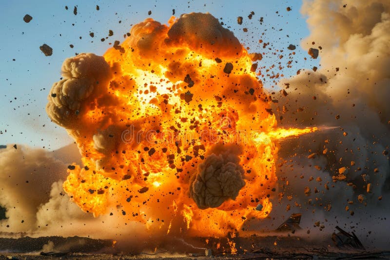Explosive Fireball Eruption with Debris Stock Photo - Image of ...