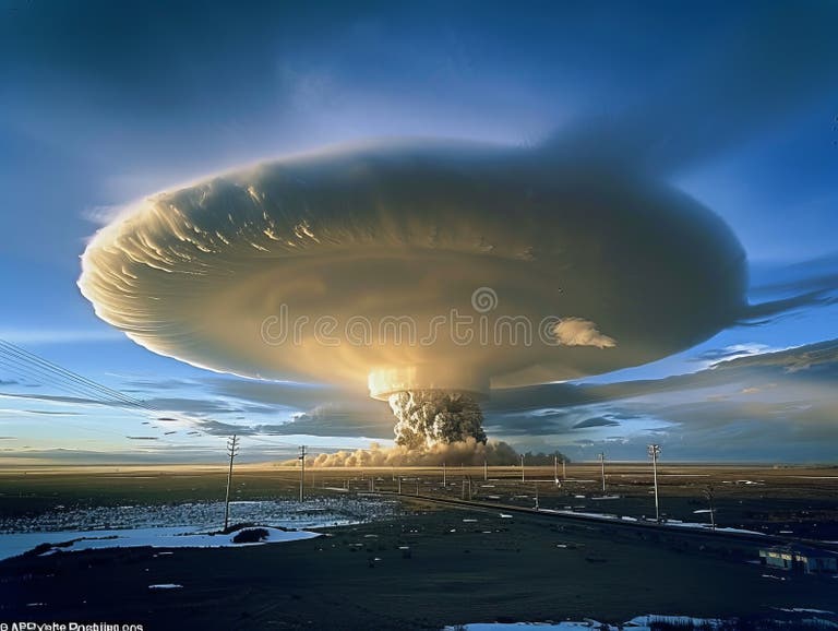 A Dramatic Image of a Massive Nuclear Explosion with a Fiery Mushroom ...