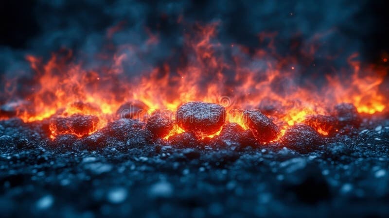 A Dramatic Image of Molten Lava with Bright Orange Fiery Cracks and ...