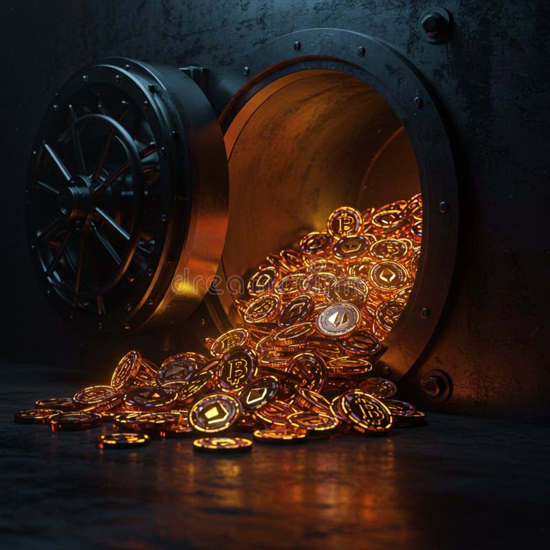 AI Generated Image of Open Vault Door Overflowing with Gold Coins ...