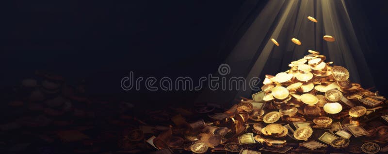 Abstract Wealth Accumulation Concept with Coins and Banknotes ...