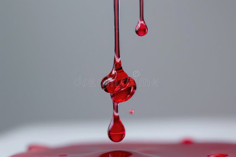 A Dramatic Image of a Red Liquid Droplet Falling Down. Suitable for ...
