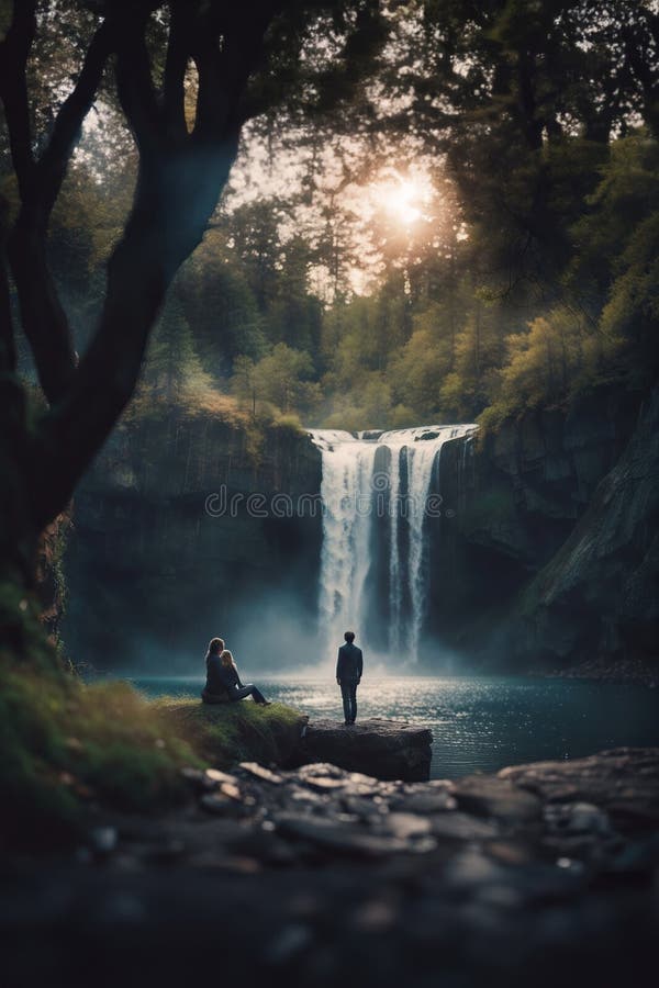 Romantic Waterfall Stock Illustrations – 690 Romantic Waterfall Stock ...