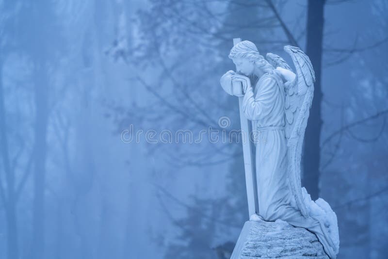 Dramatic Image of Sad Beautiful Angel. Copy Space Stock Image - Image ...