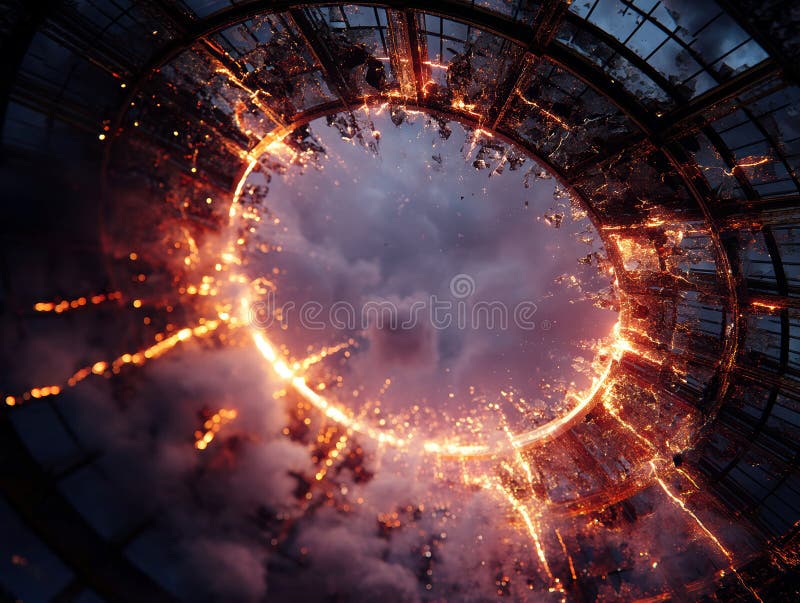 A Dramatic Image Showcasing a Central Explosion of Fiery Energy in a ...