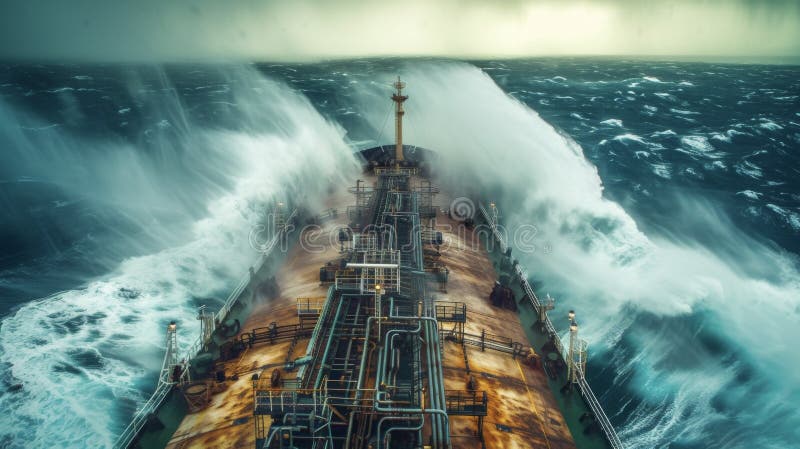 This Dramatic Image Shows a Tanker Ship Navigating through Rough Seas ...