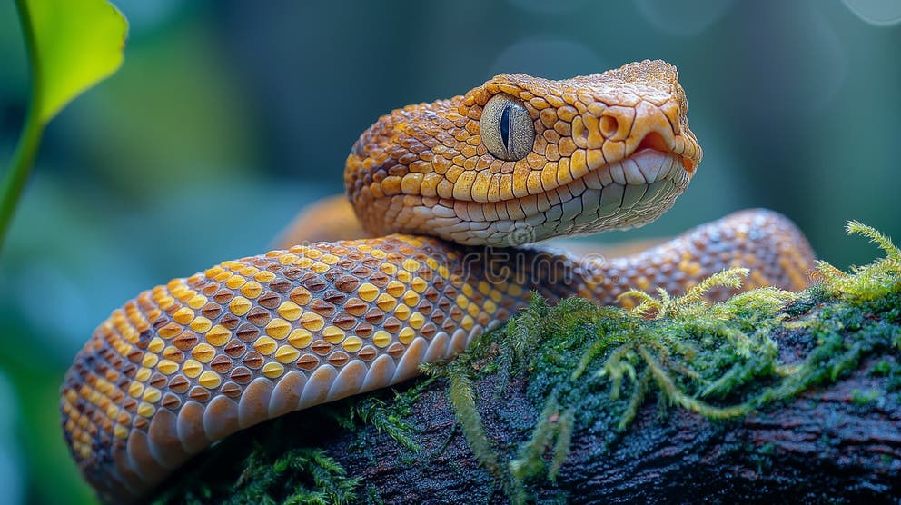 A Dramatic Image of a Snake Coiled Around a Tree Branch Stock Image ...