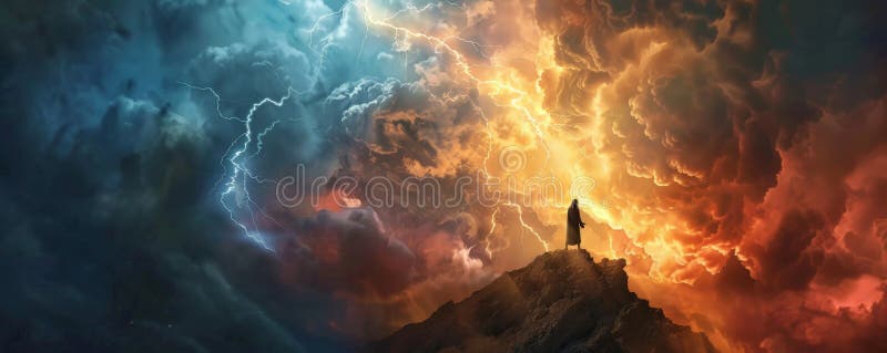 A Dramatic Image of the Ten Commandments Being Given To Moses on Mount ...