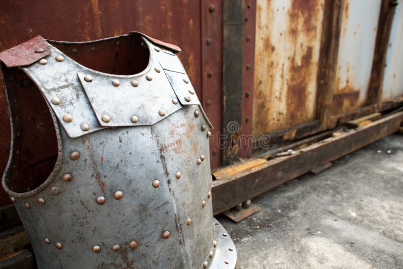 Torn Metal Armor Over Rusty Grunge Background Stock Illustration ...