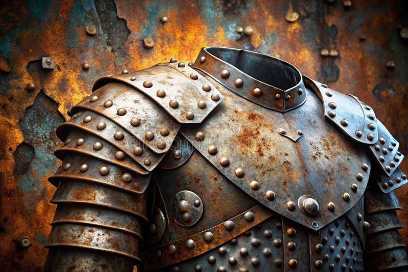 Torn Metal Armor Over Rusty Grunge Background Stock Illustration ...
