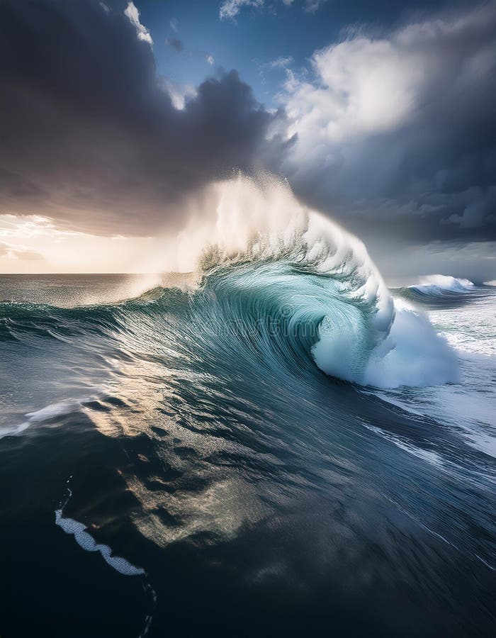 A Dramatic Image of a Tsunami Wave Approaching the Shore, Showing the ...